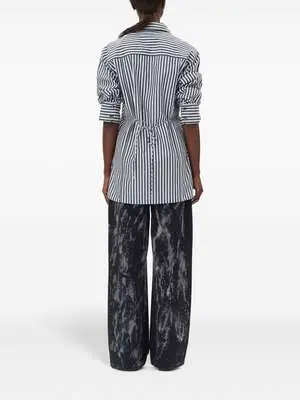 GANNI Striped Poplin Shirt - Black