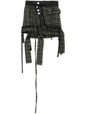 Ottolinger Deconstructed Tweed Mini Skirt - Green