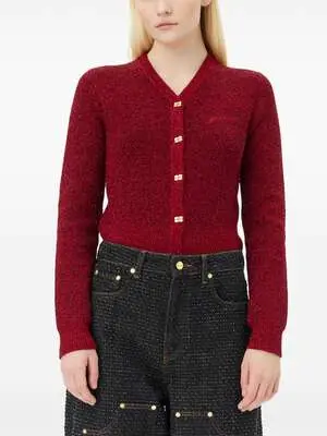 GANNI Buttoned Long Sleeve Cardigan - Red