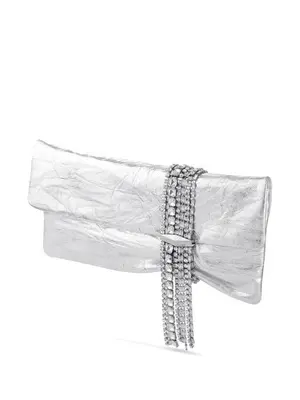 JIMMY CHOO Zandra Metallic Leather Clutch - Silver