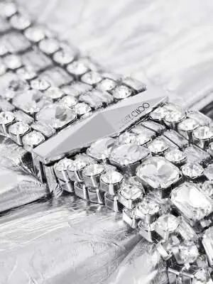 JIMMY CHOO Zandra Metallic Leather Clutch - Silver