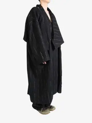 ZIGGY CHEN Asymmetric Pinstripe Virgin Wool Coat