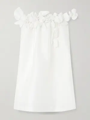 Bernadette Off-the-shoulder Appliquéd Taffeta Mini Dress
