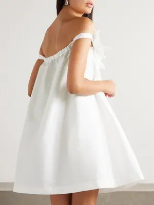 Bernadette Off-the-shoulder Appliquéd Taffeta Mini Dress