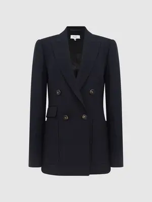 REISS Larsson Double-breasted Twill Blazer