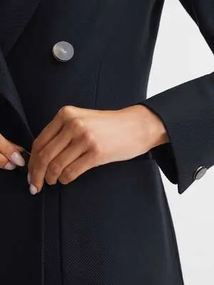 REISS Larsson Double-breasted Twill Blazer