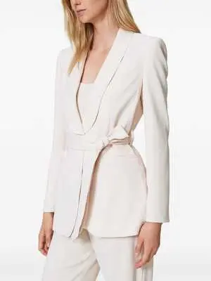 TWINSET Oval T-chain Belted Blazer - White