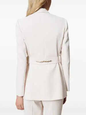 TWINSET Oval T-chain Belted Blazer - White