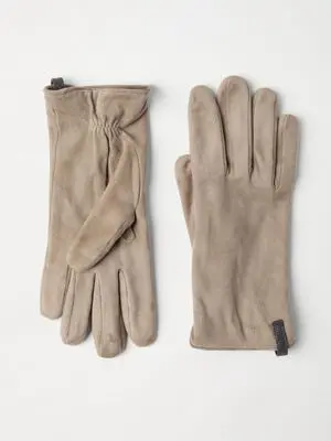 Brunello Cucinelli Suede Gloves With Monili Detail - Neutrals