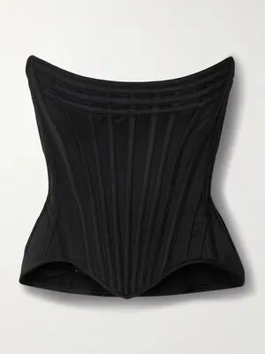 WIEDERHOEFT Wasp Strapless Recycled-satin Bustier Top - Black