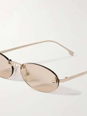 Fendi Rimless Oval Sunglasses - Rose Gold
