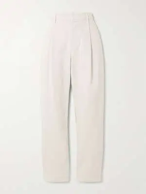 Brunello Cucinelli Cotton-blend Twill Tapered Trousers - Ecru