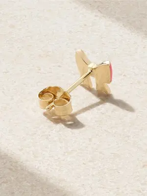 Alison Lou Bow 14-karat Gold And Enamel Single Stud Earring