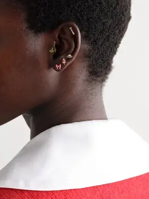 Alison Lou Bow 14-karat Gold And Enamel Single Stud Earring