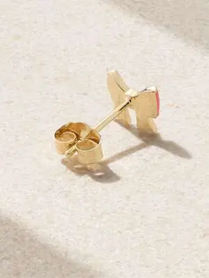 Alison Lou Bow 14-karat Gold And Enamel Single Stud Earring