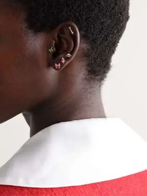Alison Lou Bow 14-karat Gold And Enamel Single Stud Earring