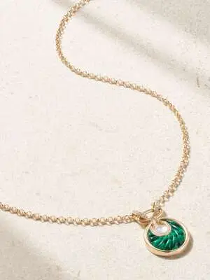 L’ATELIER NAWBAR Circus Moon Small 18-karat Gold Multi-stone Necklace