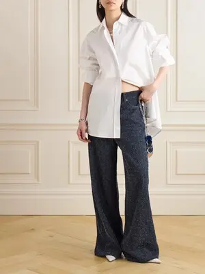 GANNI High-rise Wide-leg Bouclé Jeans