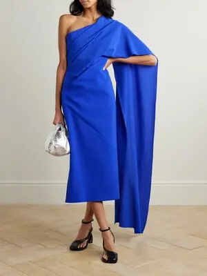 ROKSANDA Cape-effect Draped Crepe Midi Dress