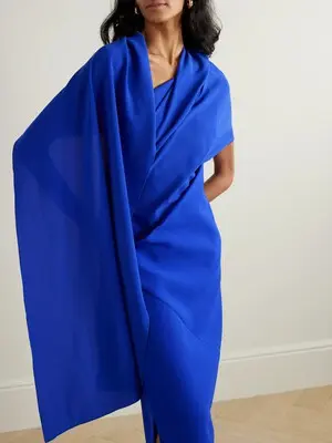 ROKSANDA Cape-effect Draped Crepe Midi Dress