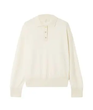 Loro Piana Cocooning Cashmere Polo Sweater - Ivory