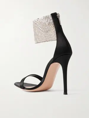 GIANVITO ROSSI Crystal-embellished Satin Sandals