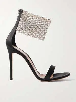 GIANVITO ROSSI Crystal-embellished Satin Sandals
