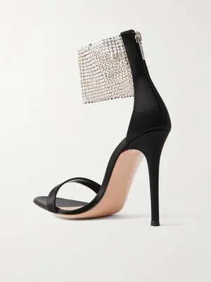 GIANVITO ROSSI Crystal-embellished Satin Sandals