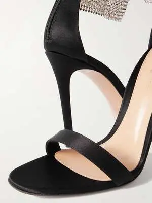 GIANVITO ROSSI Crystal-embellished Satin Sandals