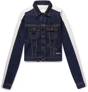 Off-White Striped Denim Jacket - Dark Blue/white