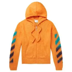 Off-White Brushed Arrows Mohair Zip Up Hoodie