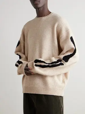 Kapital Oversized Intarsia Wool Sweater - Neutrals