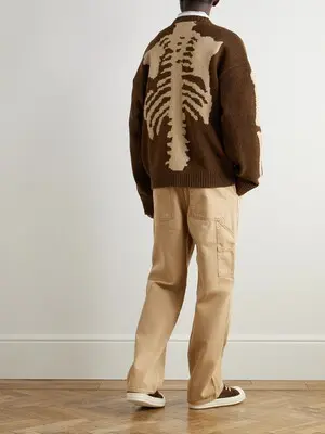 Kapital Oversized Intarsia Wool Sweater - Brown