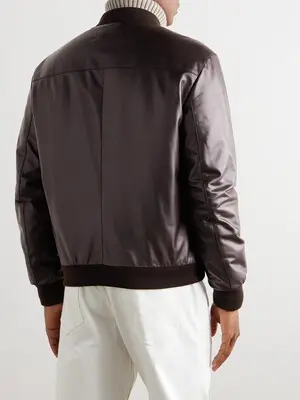Zegna Slim-fit Leather Bomber Jacket - Brown