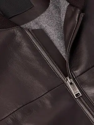 Zegna Slim-fit Leather Bomber Jacket - Brown