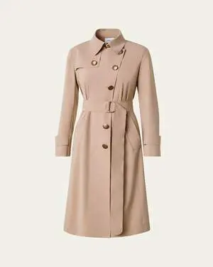 Akris Techno Laser-cut Crepe Trench Coat - Beige