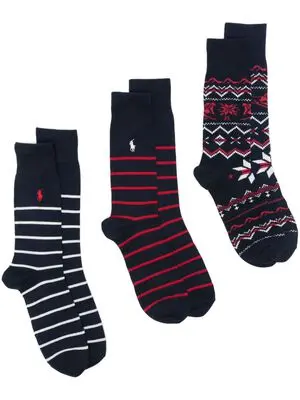 Polo Ralph Lauren Fair Isle And Striped Socks - Blue