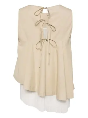 SHANSHAN RUAN Sleeveless Tiered Pleated Top - Neutrals