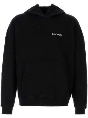 Palm Angels Logo-embroidered Hoodie - Black