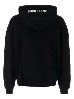 Palm Angels Logo-embroidered Hoodie - Black