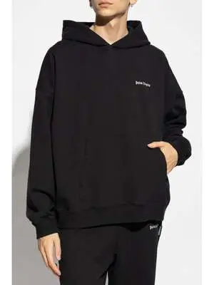Palm Angels Logo-embroidered Hoodie - Black