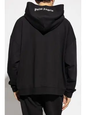 Palm Angels Logo-embroidered Hoodie - Black