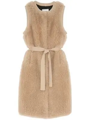 YVES SALOMON Belted Shearling Gilet - Neutrals