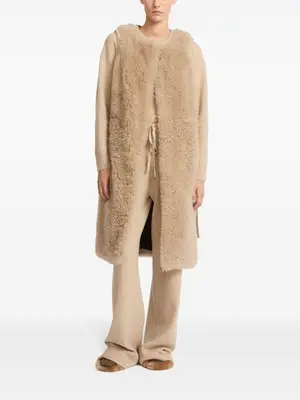 YVES SALOMON Belted Shearling Gilet - Neutrals