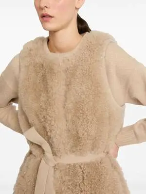 YVES SALOMON Belted Shearling Gilet - Neutrals