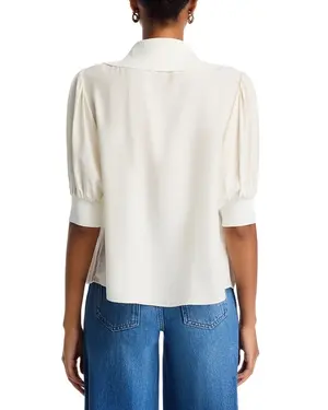 Cinq À Sept Weldon Collared Silk Blouse - Ivory
