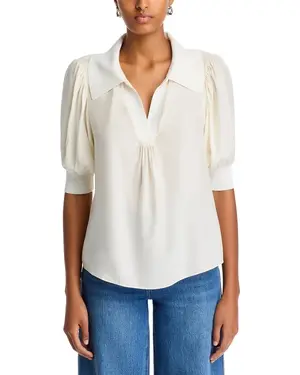 Cinq À Sept Weldon Collared Silk Blouse - Ivory