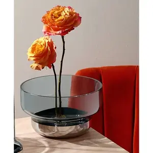 NUDE GLASS Small Contour Bowl, Steel Blue