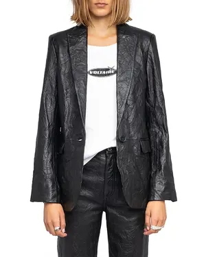Zadig&Voltaire Crinkle Leather Jacket - Black