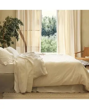 PIGLET IN BED Linen Blend Flat Sheet - Pearl